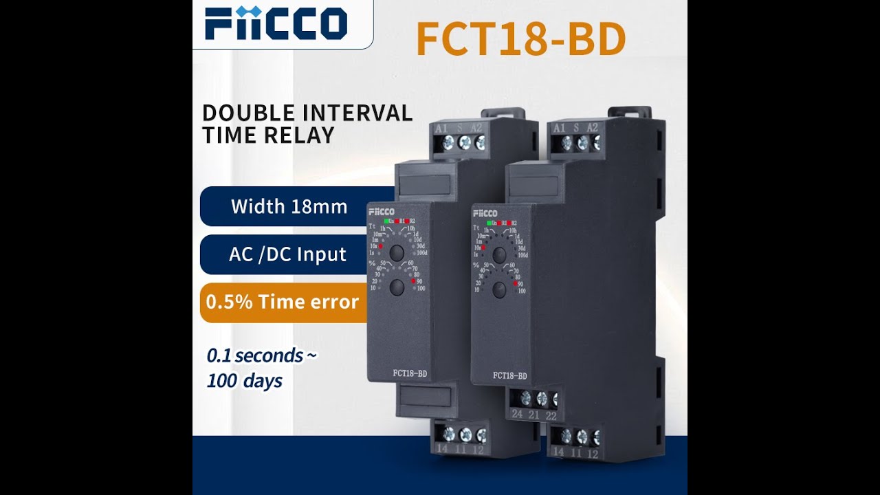 FCT18-BD (18mm Double interval relay with control signal) - YouTube