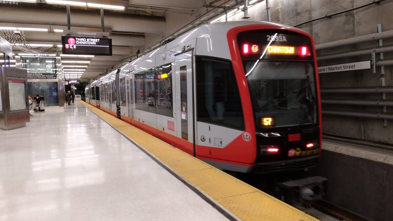 SF Muni 2-Car Siemens S200 LRV4 Train 2107+2093 on Route T Third Street ...