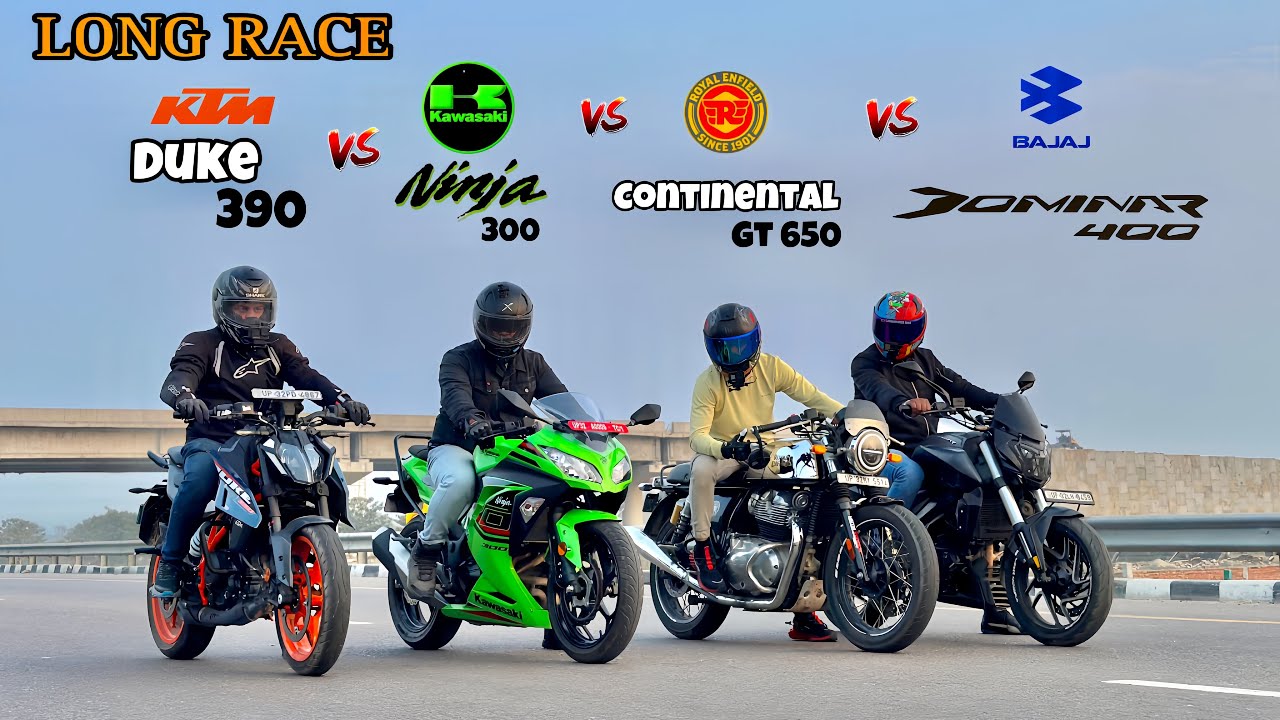 Kawasaki ninja 300 vs ktm duke 390 gen 3 vs continental gt 650 vs Bajaj ...