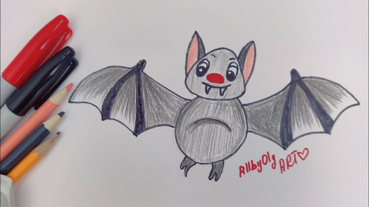 How to Draw a Bat/ Tutorial for Kids - YouTube