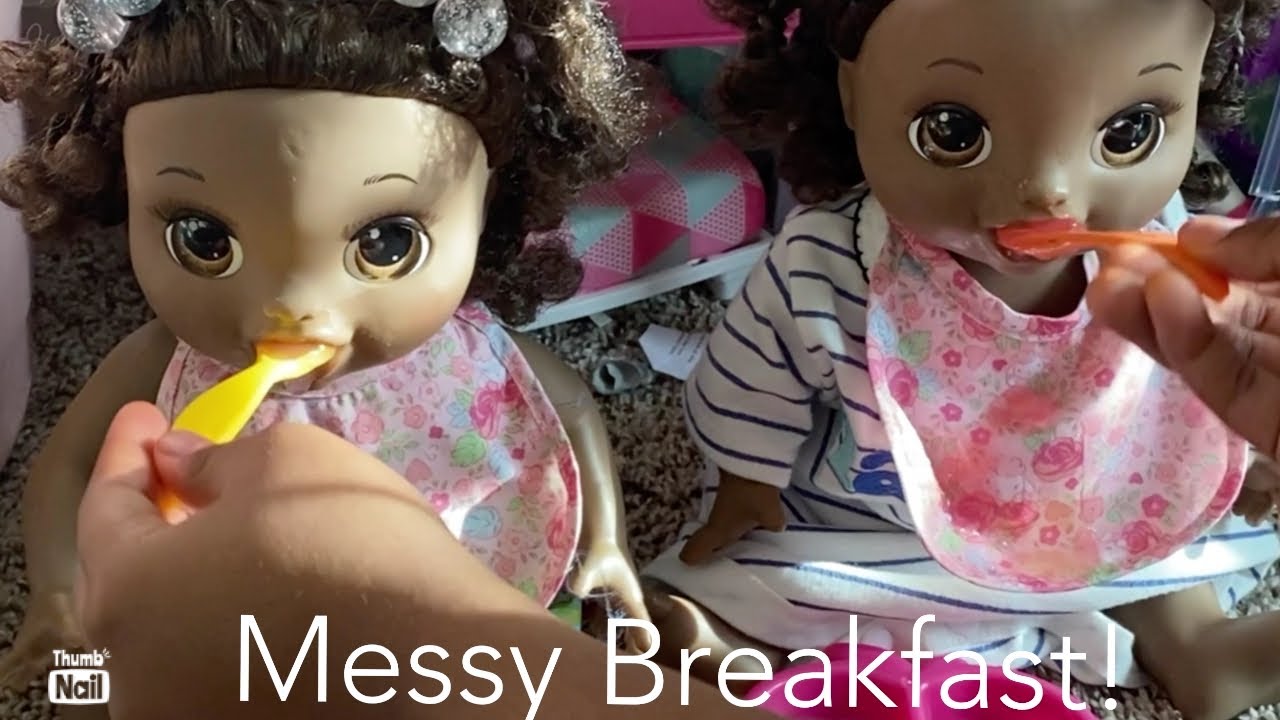 BABY ALIVE: Milani & Maryn’s morning/school routine! Messy breakfast # ...