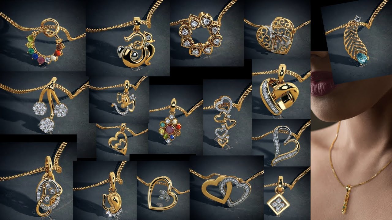 Latest gold pendant designs light weight l gold diamond pendant set ...