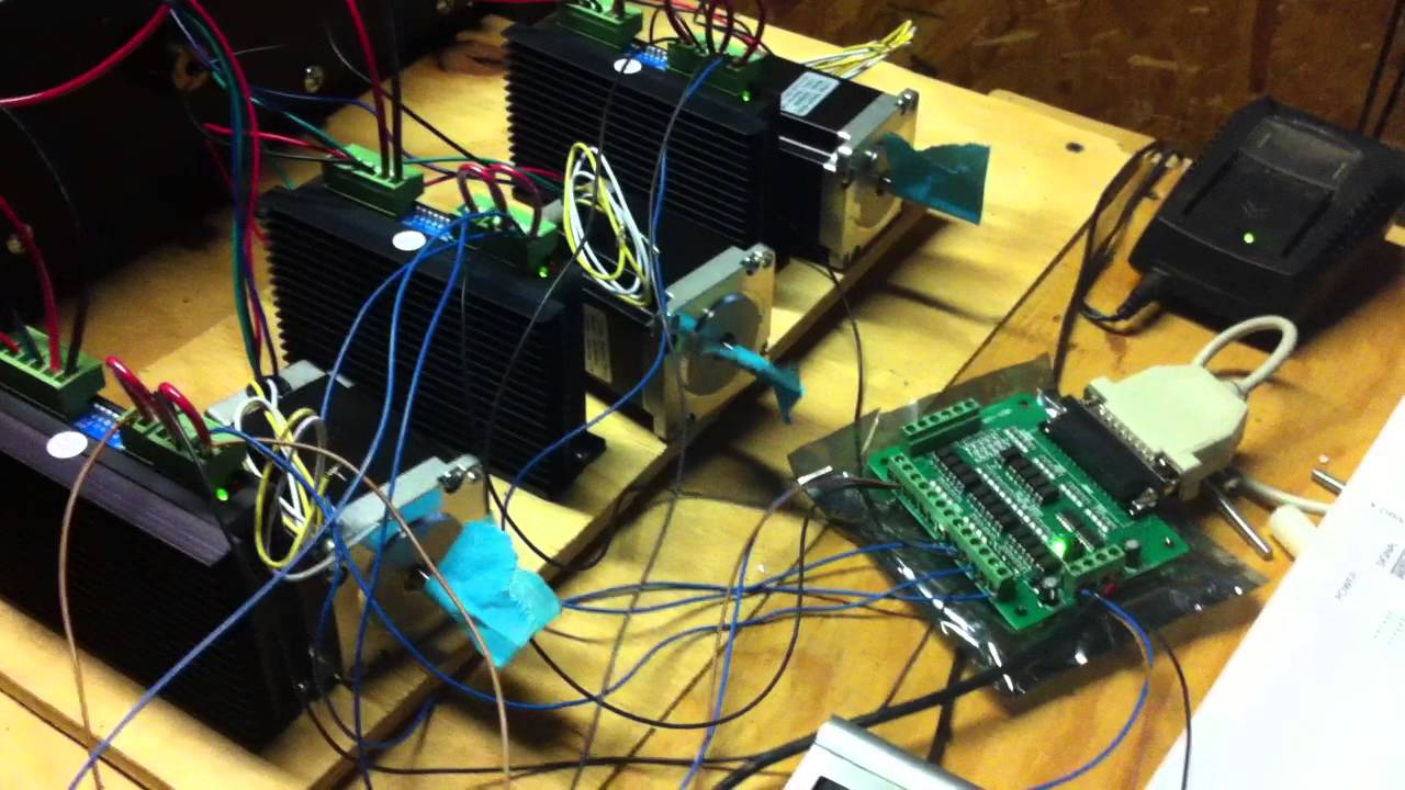 First Test of Steppers on LinuxCNC for ProBotix V90 Table - YouTube