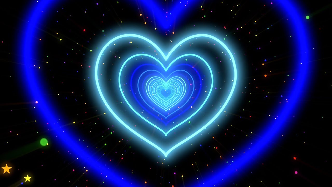 Neon Heart Tunnel💙Blue Heart Background | Animation Video Heart Moving ...