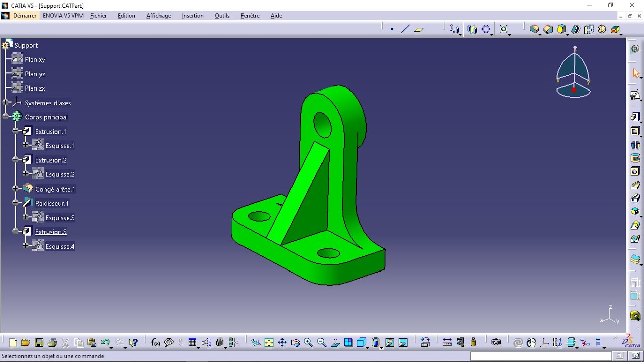 CATIA V5 Exercice 1 "Support" - YouTube