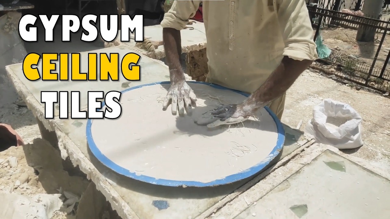 False Ceiling Tiles In local Factory || GYPSUM Tiles making Small Scale ...
