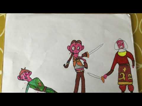 My drawing of Talia protecting a wounded Justin by fighting Heraclio