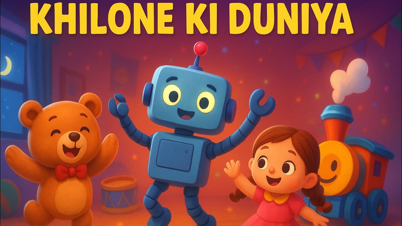 “Khilone Ki Duniya 🧸 | Funny Hindi Poem for Kids | Toys Party at Night ...