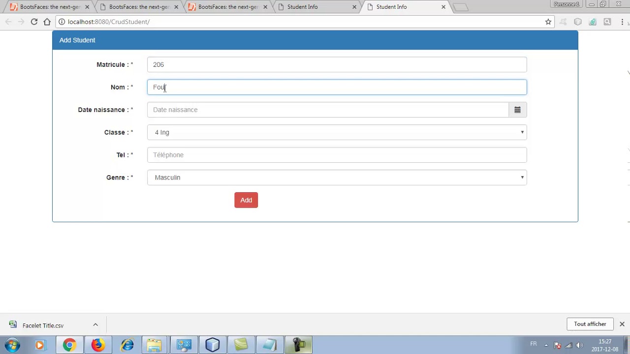 crud jsf avec intégration bootsfaces Part 2 - YouTube