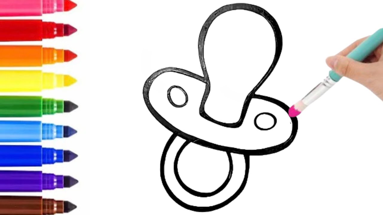 How to draw a pacifier and coloring for children.Bolalar uchun emzikni ...