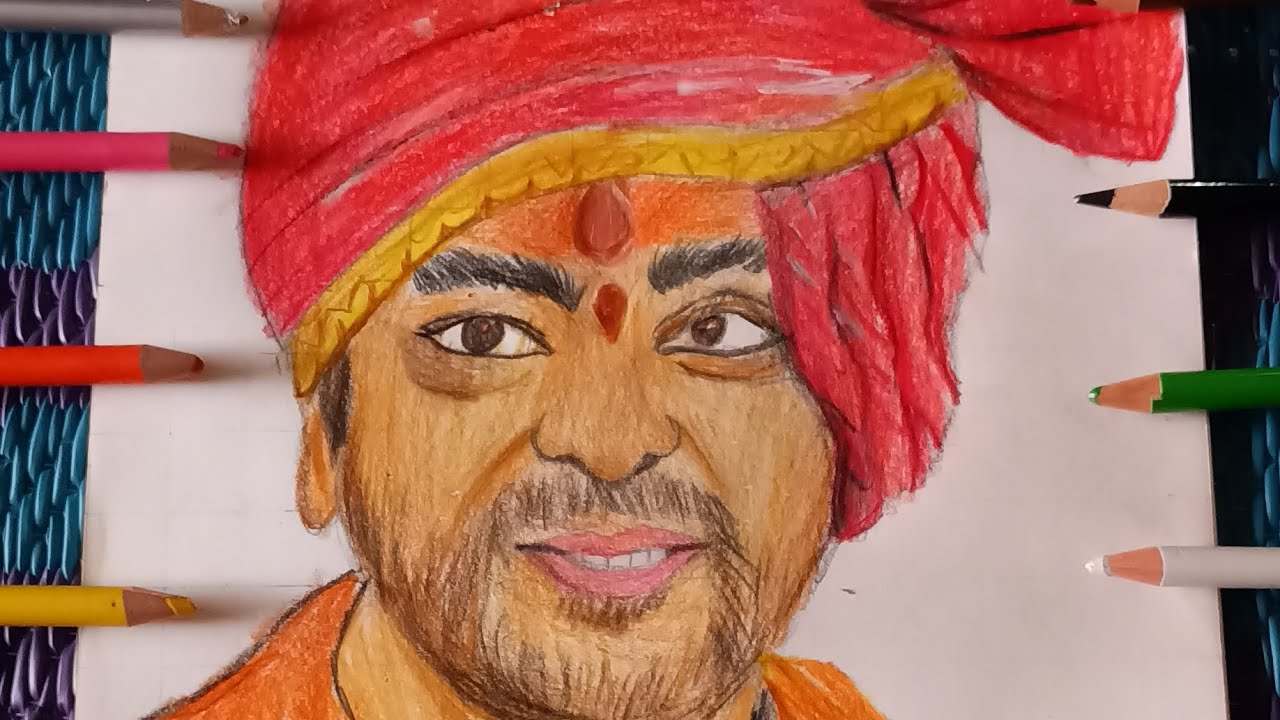how to draw Bageshwar baba drawing easy step by step with pencil colour ...