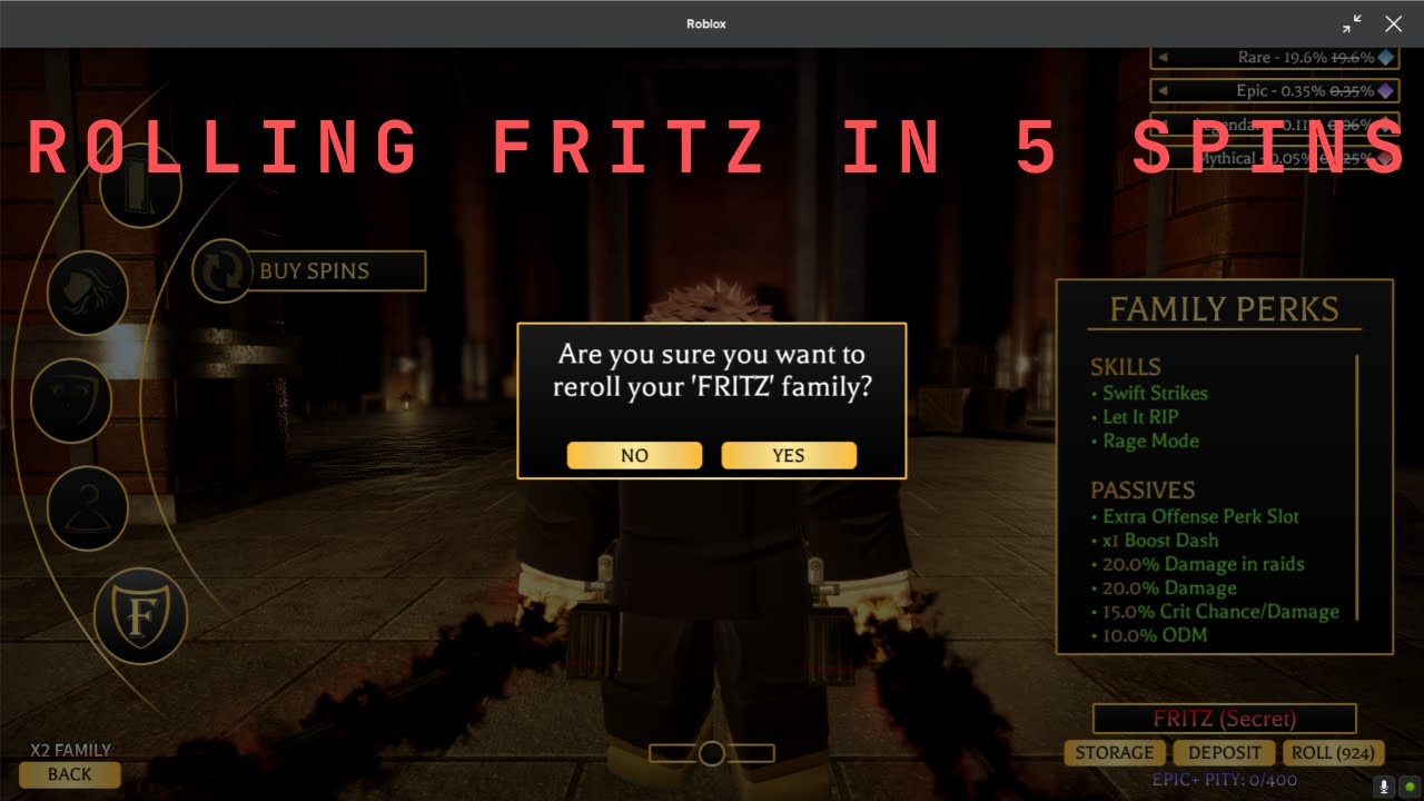 ROLLING FRITZ IN 5 SPINS | AOT:R SECRET CLAN UPDATE - YouTube