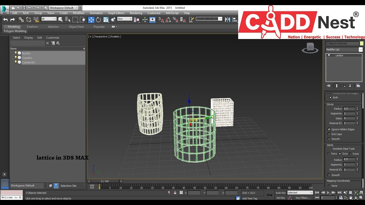 lattice modifier in 3DS MAX - CADD Nest - YouTube