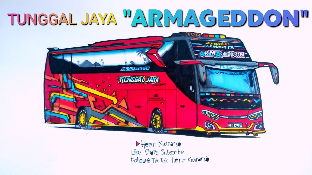 Menggambar Bus,Bus Armageddon Corong atas #herukwinarko #busmania # ...