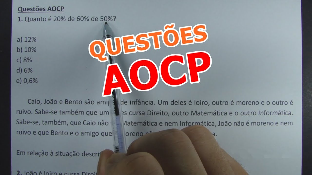 QUESTÕES AOCP - 6 QUESTÕES DE CONCURSO!! - YouTube
