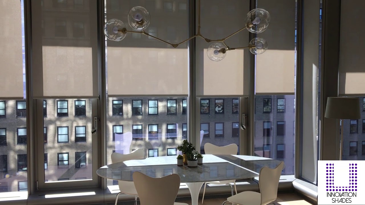 Innovation Shades - Motorized Solar Shade White/Grey with 5% Opacity ...