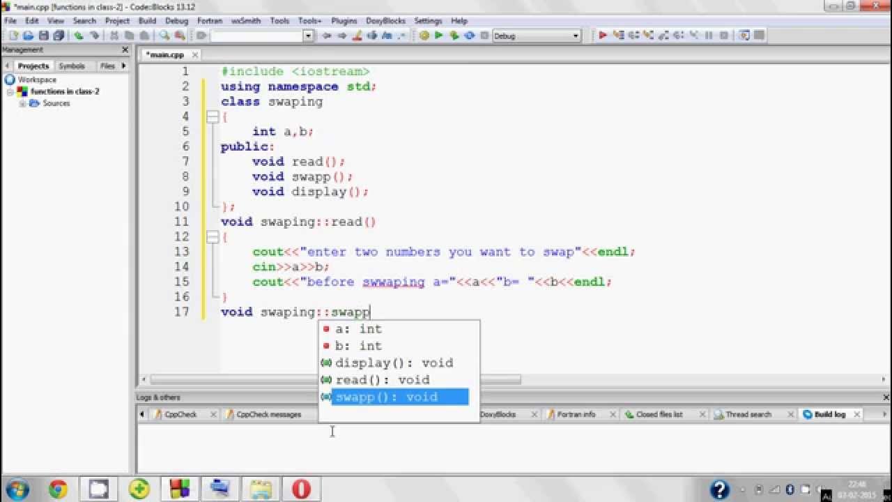 swapping using swap function in a class - YouTube