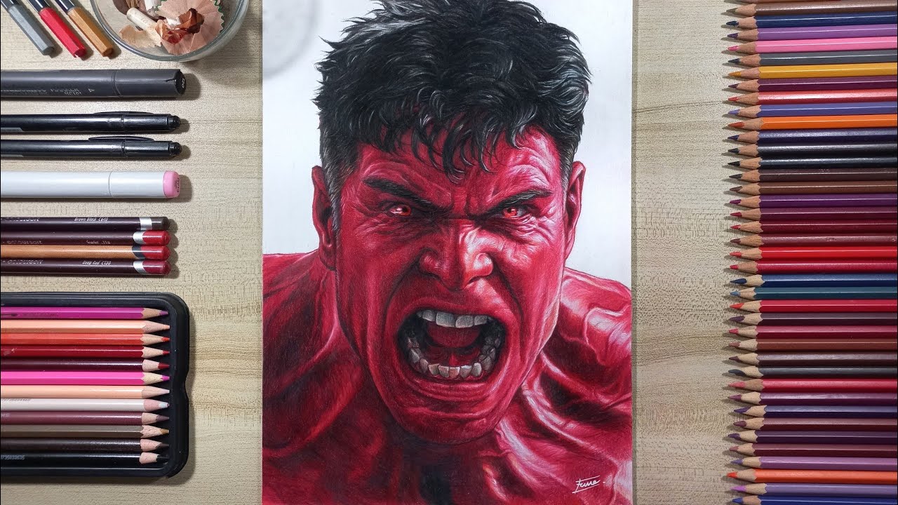 Drawing Red Hulk (Captain America: Brave New World) | Fame Art - YouTube