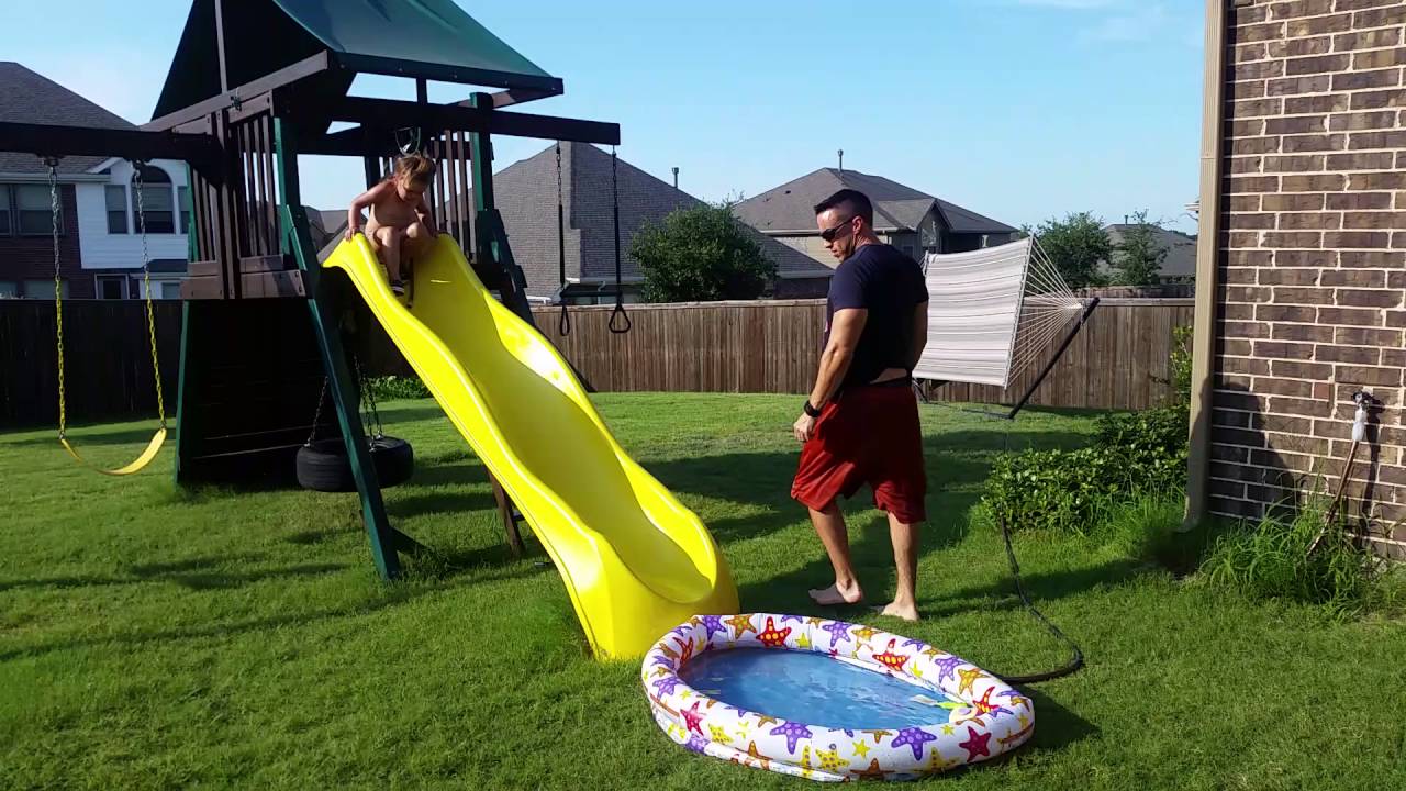 Homemade water slides part 2, 6/2016 - YouTube