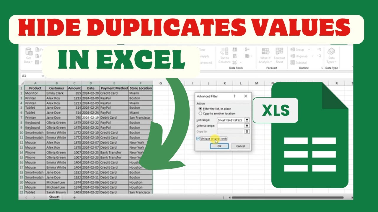 How To Hide Duplicate Values In Excel Excel Tips And Tricks Youtube