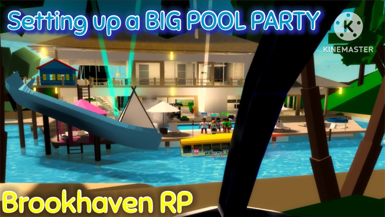 Setting up a BIG POOL PARTY in Brookhaven RP - YouTube