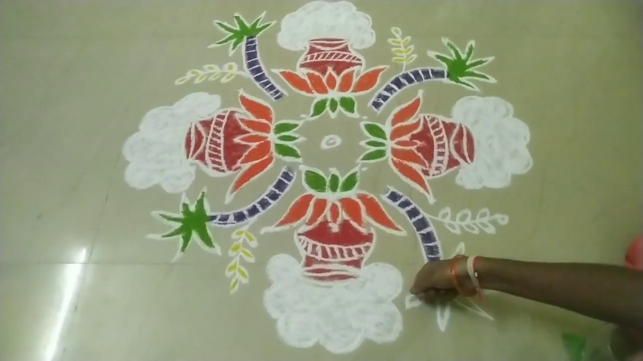 very simple pongal pot kolam with dots (11*1*1) | pongal kolams ...