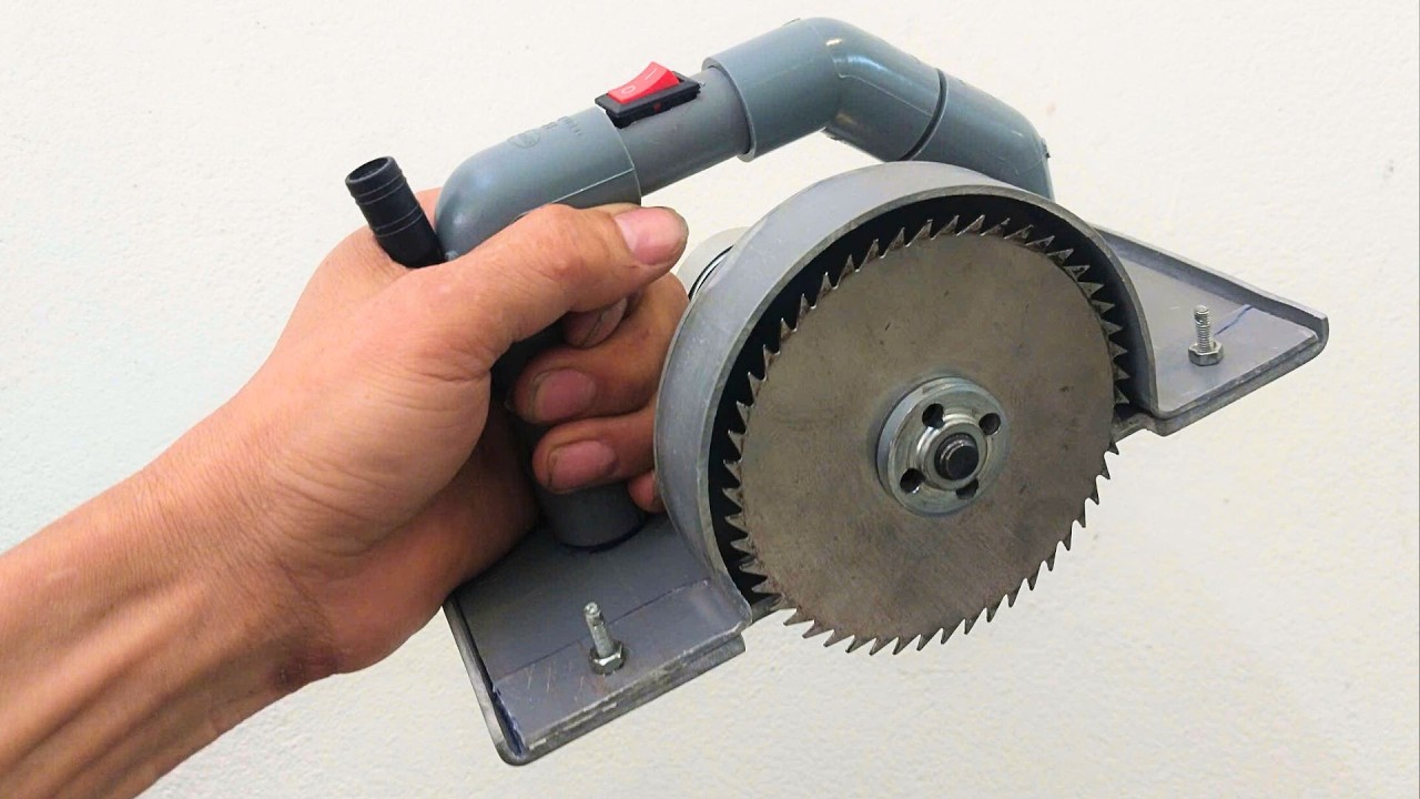 Homemade mini cutting machine made from PVC plastic for woodworking ...