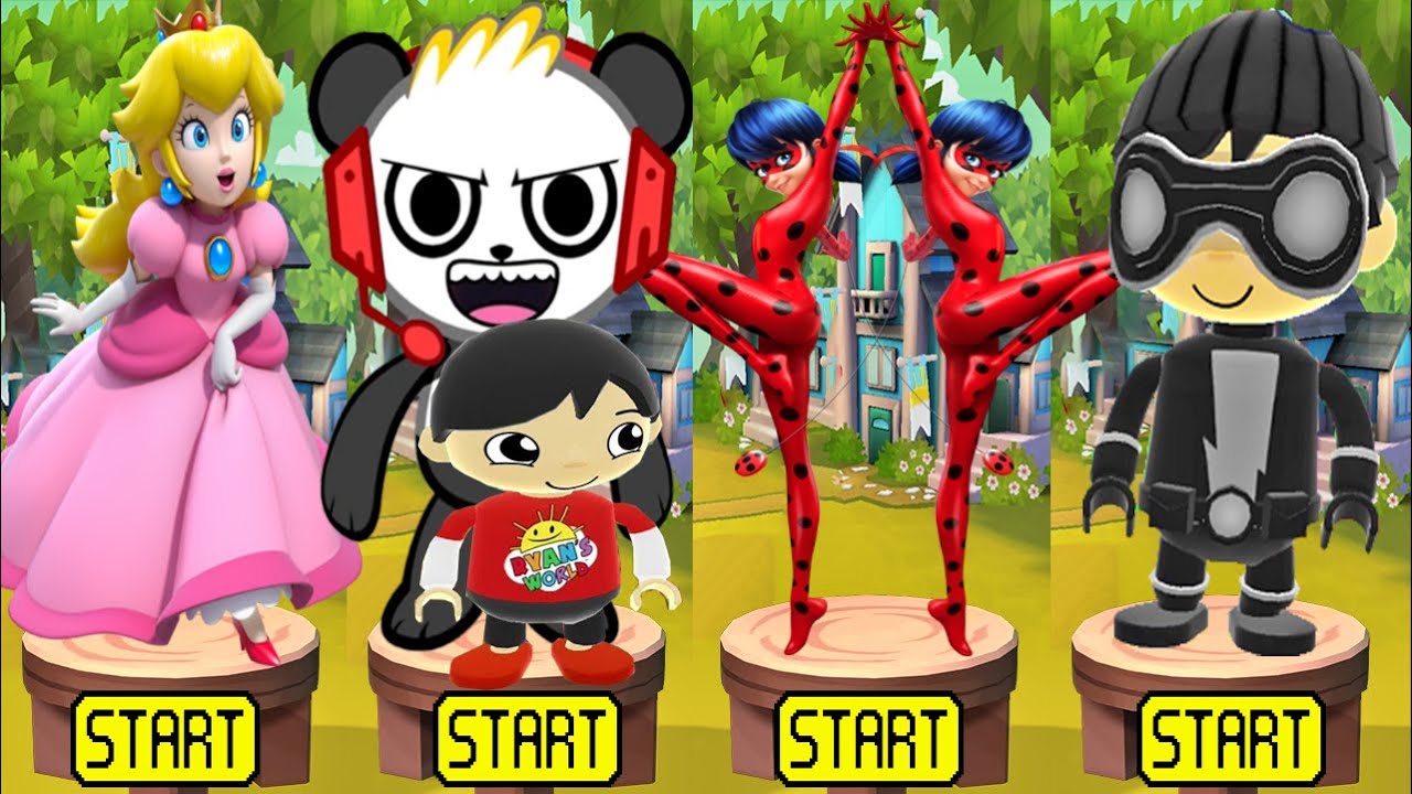 Tag with Ryan vs Miraculous Ladybug - Princess Peach vs Spy Ryan - All ...