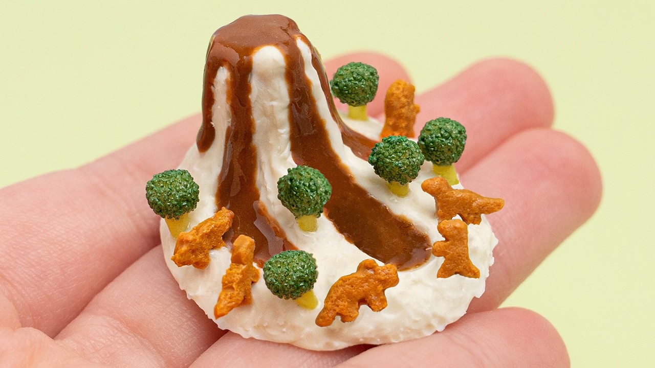 I Sculpted the Smallest Dino Nugget Volcano - YouTube