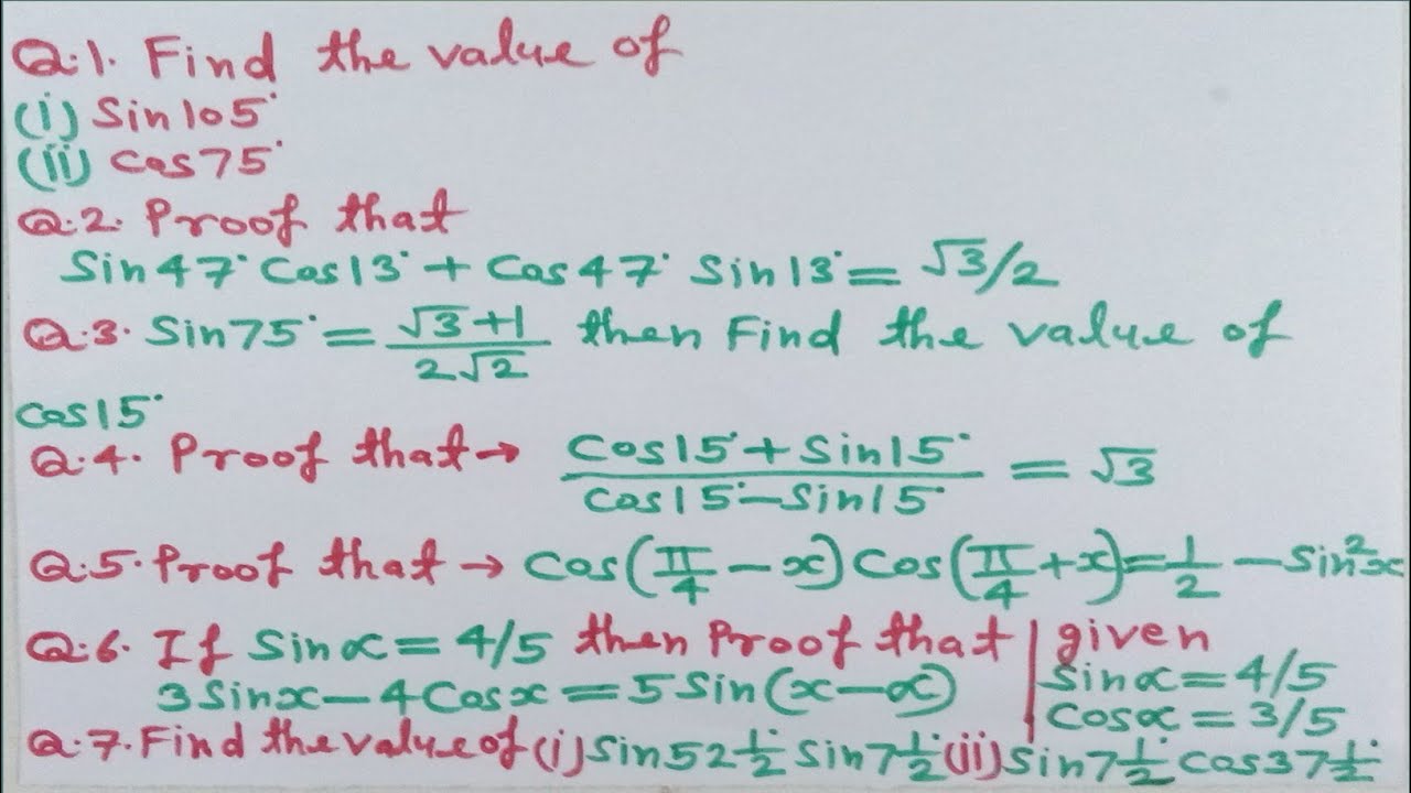 class 10 trigonometry most important questions|trigonometry questions ...