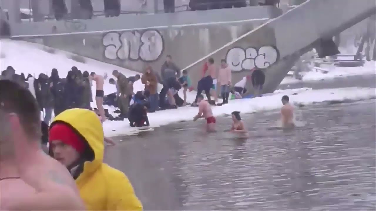 Ice baptism winter swimming - YouTube