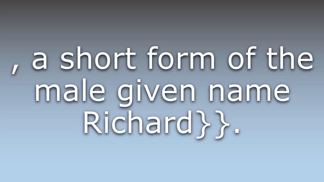 What does Dickie mean? - YouTube