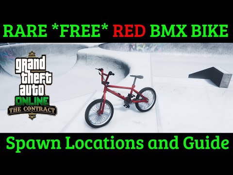 FREE RARE RED BMX BICYCLE SPAWN LOCATION AND GUIDE - Yellow & Blue Also - BMX PARK FUN  GTA 5 Online