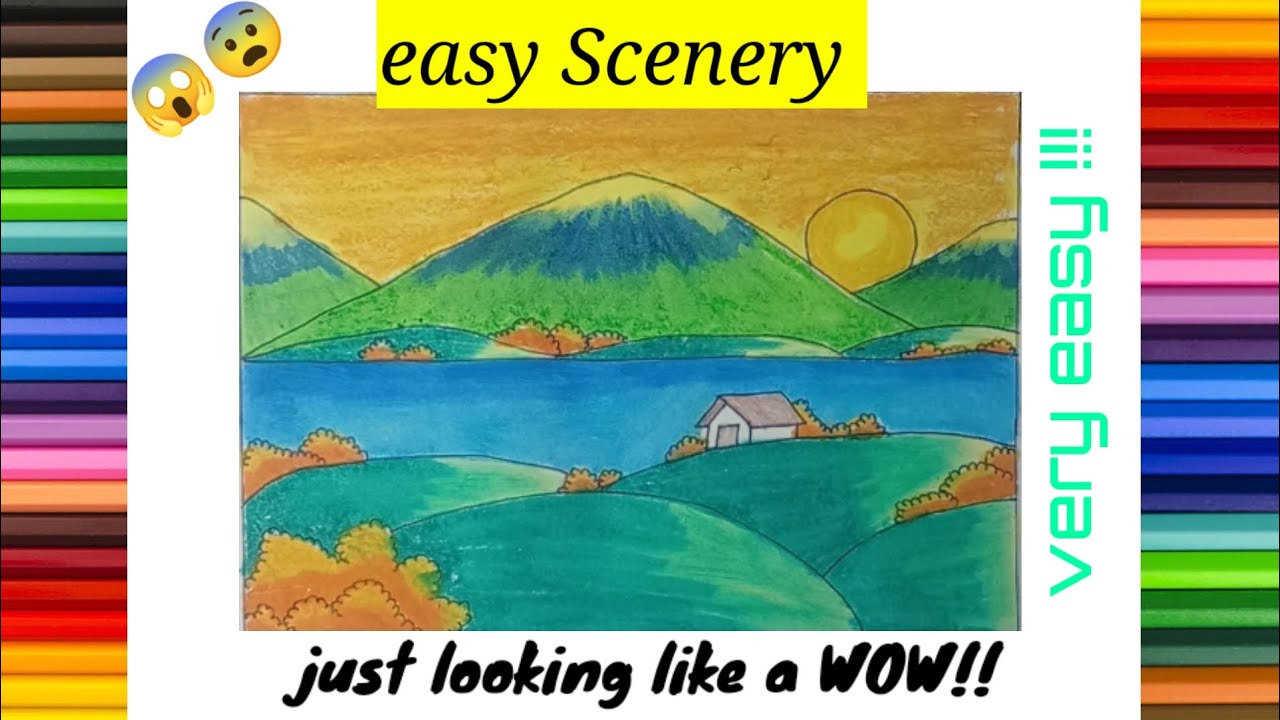 Easy Scenery|| Mountain Scenery|| Very Easy And Simple Scenery.# ...