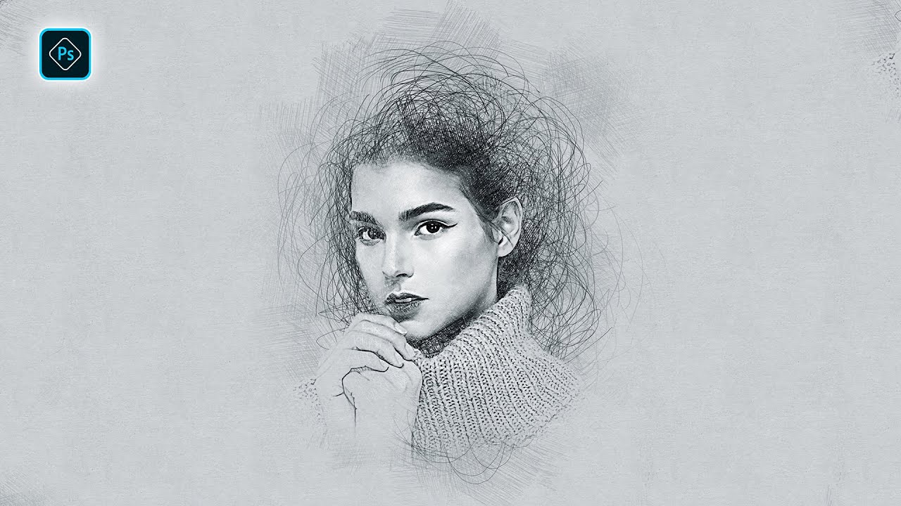 Pencil Drawing Sketch Photo Effect in Photoshop Tutorial - YouTube