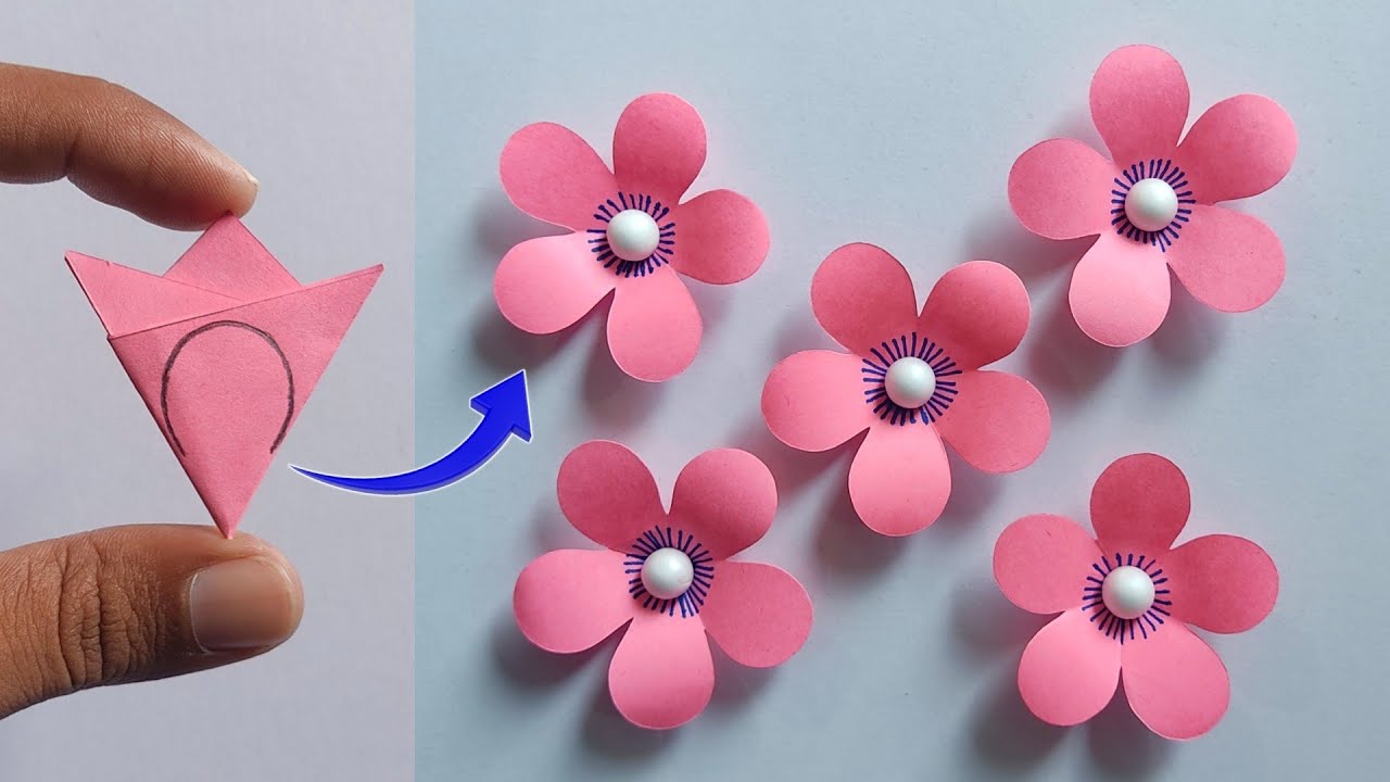 Very Easy Paper Flower Craft | How To Paper Flower Make Step By Step ...