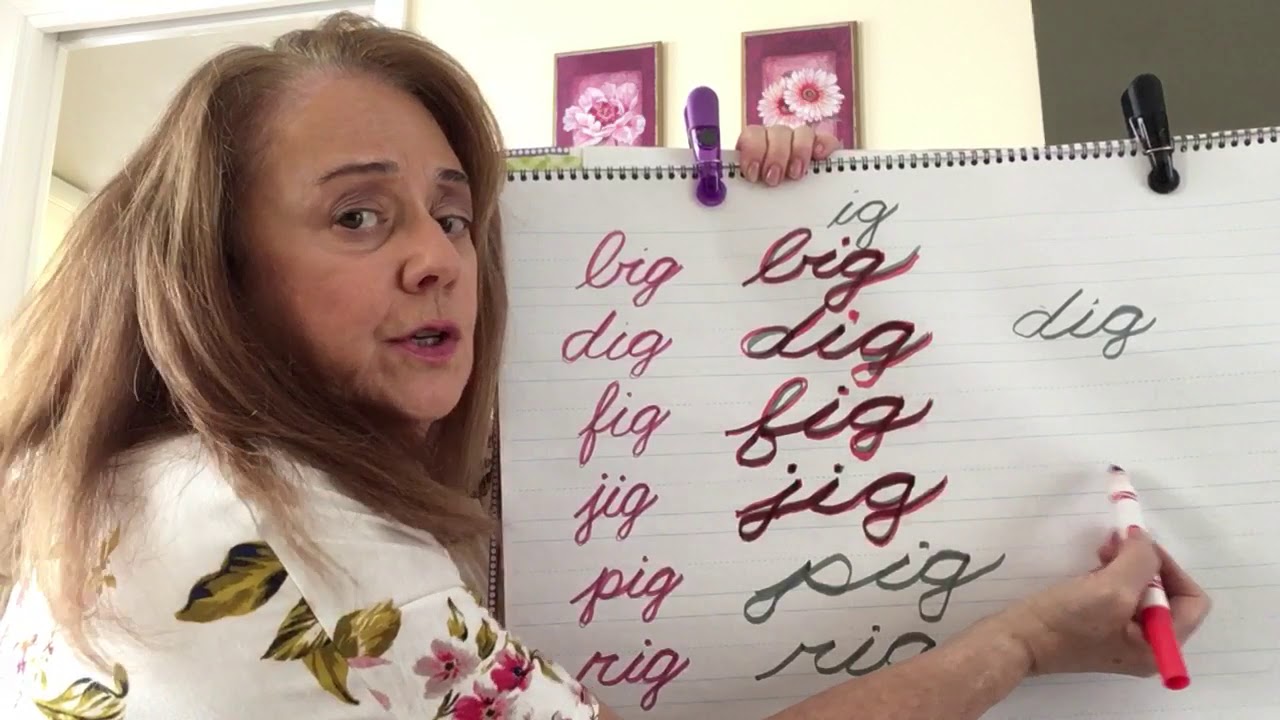 Word Family IG, in cursive handwriting - YouTube