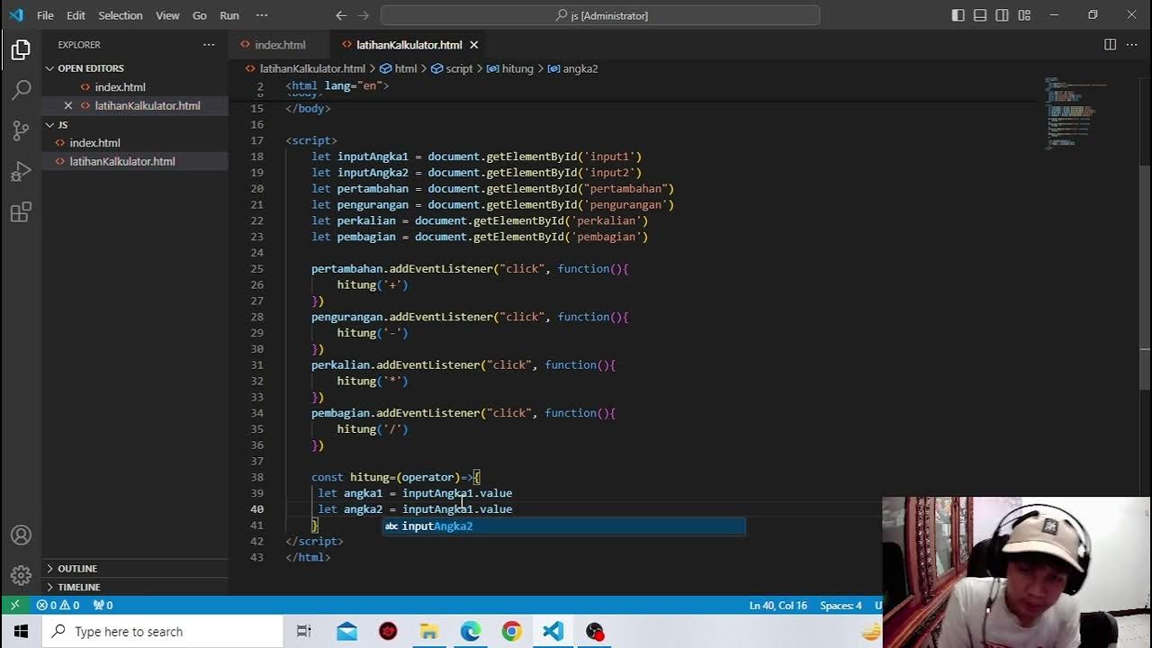 tutorial membuat kalkulator sederhana menggunakan javascript - YouTube