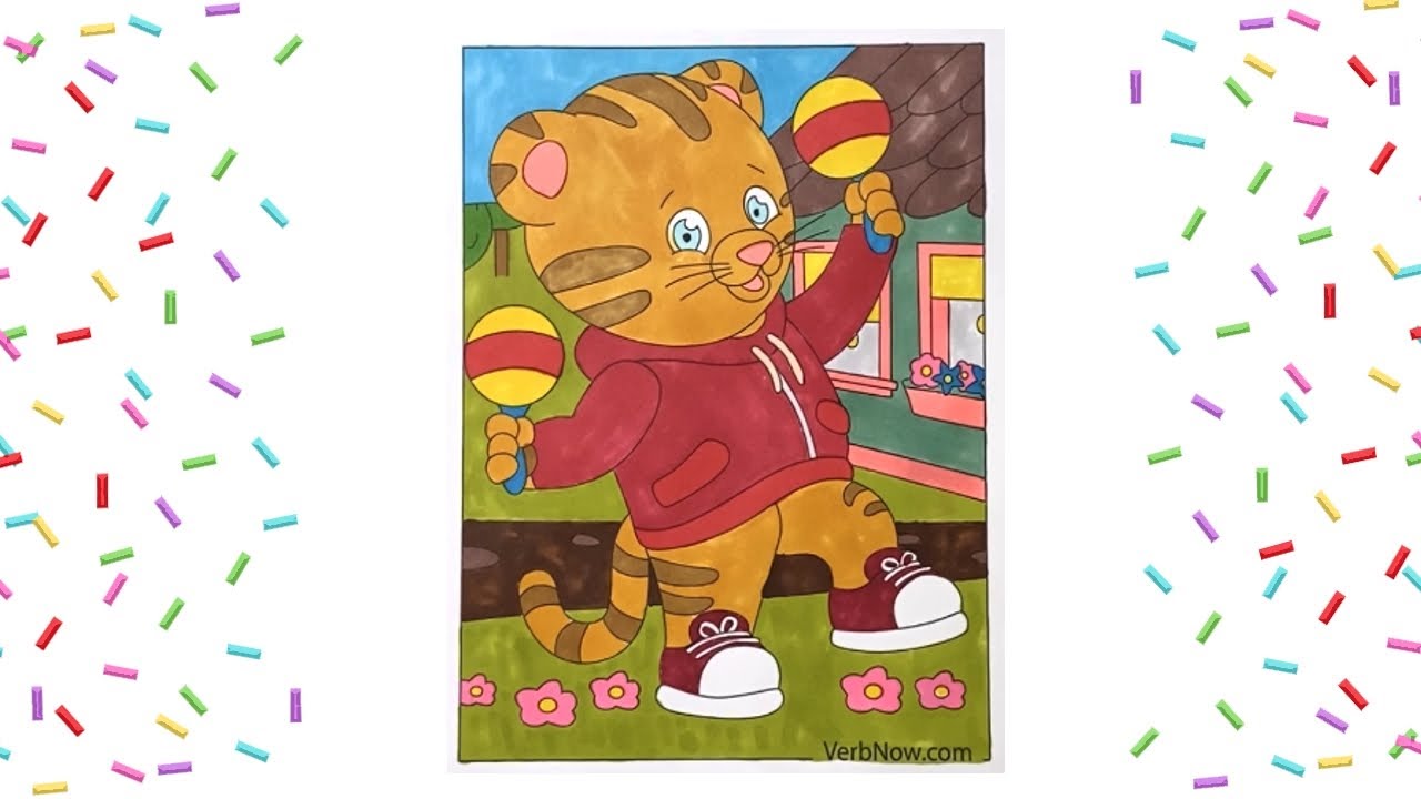 Coloring Daniel Tiger Playing Maracas /PBS Kids Coloring Page with ...