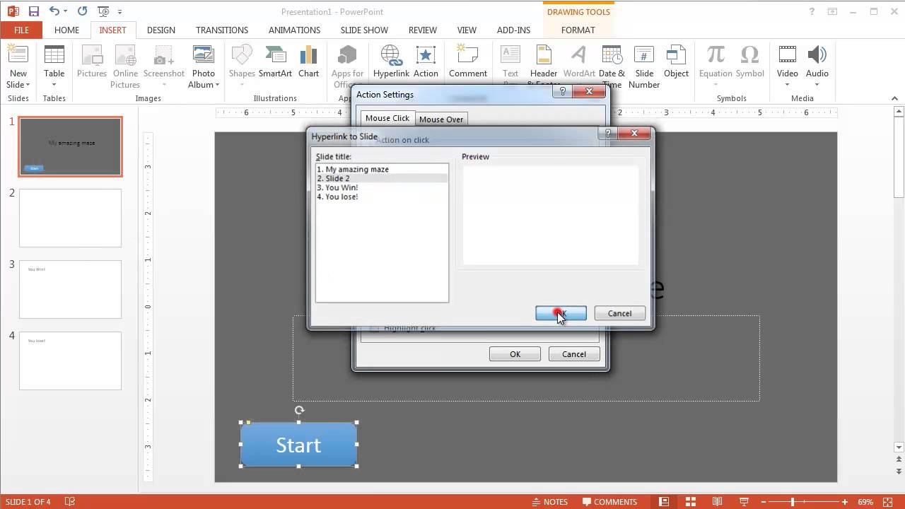 Maze game in Power Point part 1 - YouTube