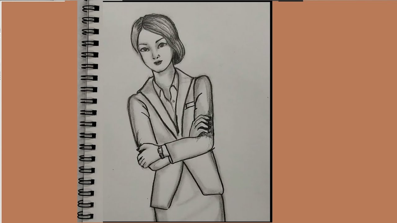 How to draw a office girl with blazer || Pencil drawing - YouTube