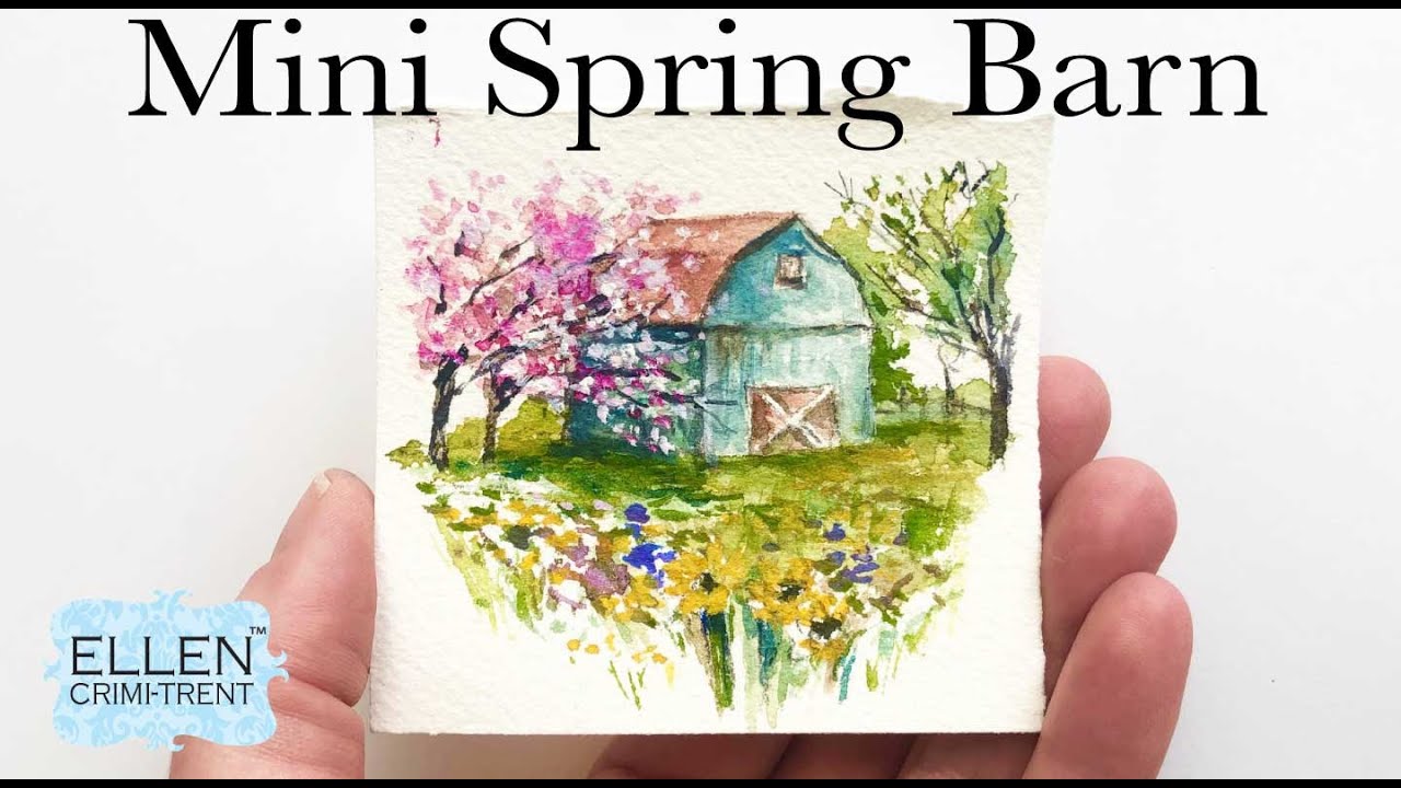 Watercolor Spring Barn Vignette/Mini Monday Madness - YouTube