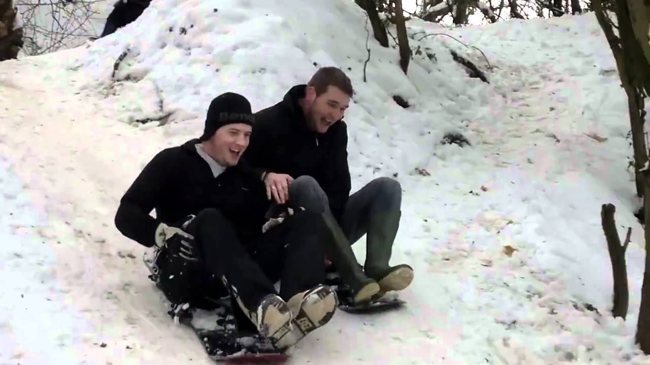 Sit Down Snowboard Race - YouTube