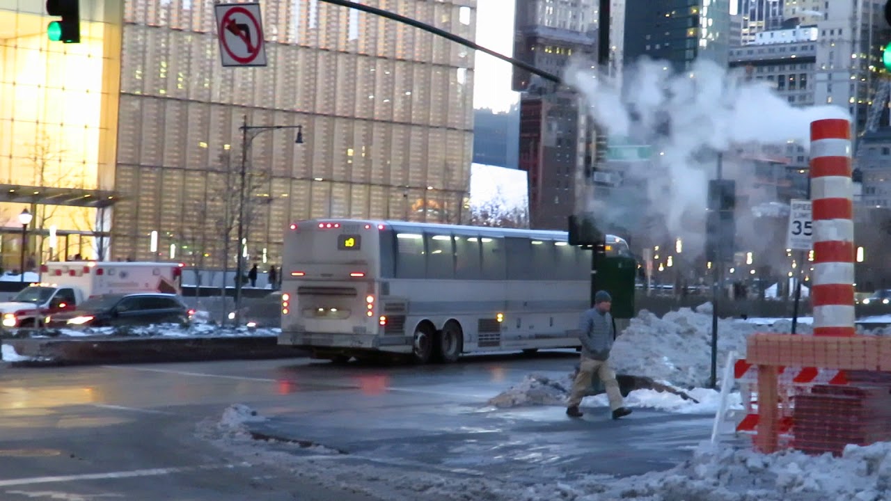 NYC Bus: New Dorp bound X3-45 2587 X9 at Vesey St/West St - YouTube