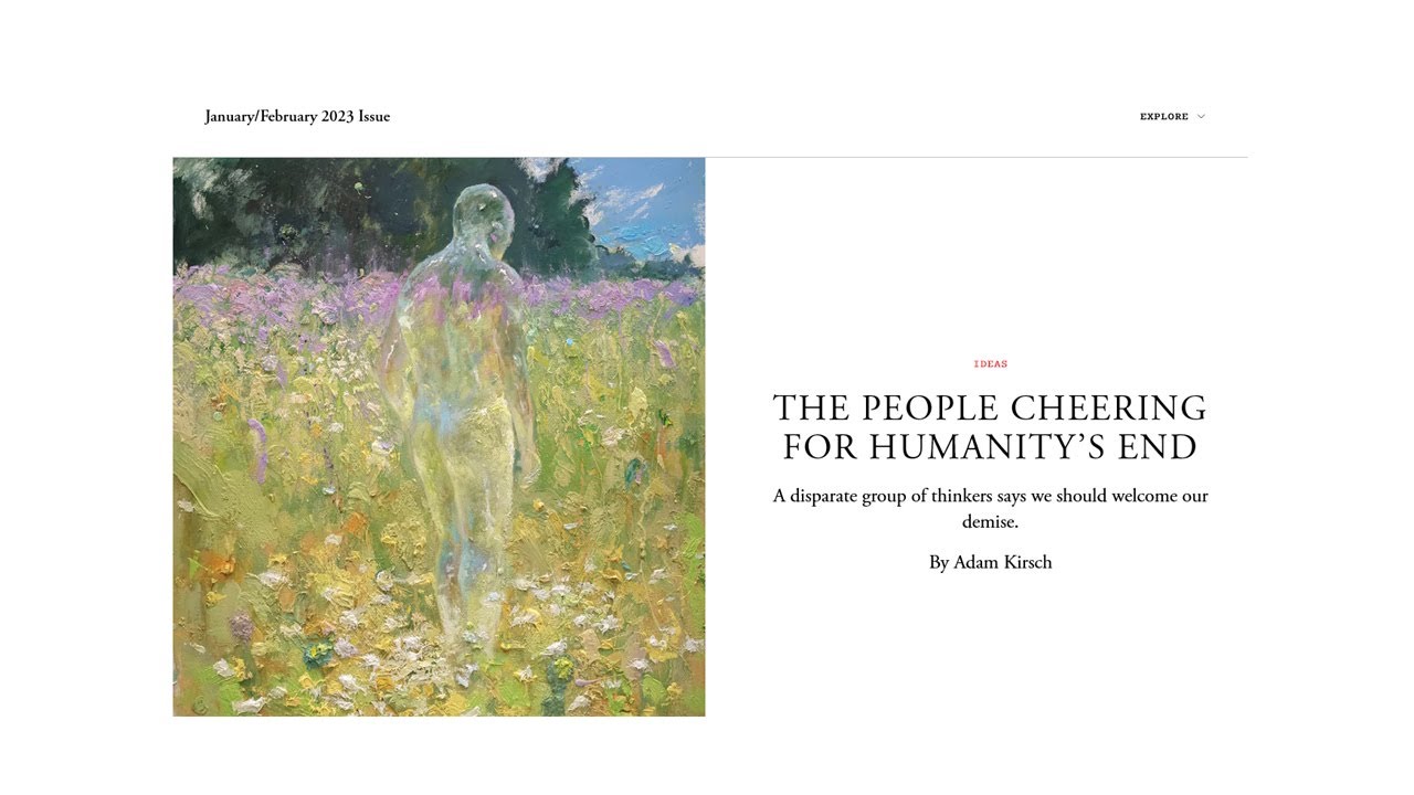 Adam Kirsch - The People Cheering for Humanity’s End (The Atlantic ...