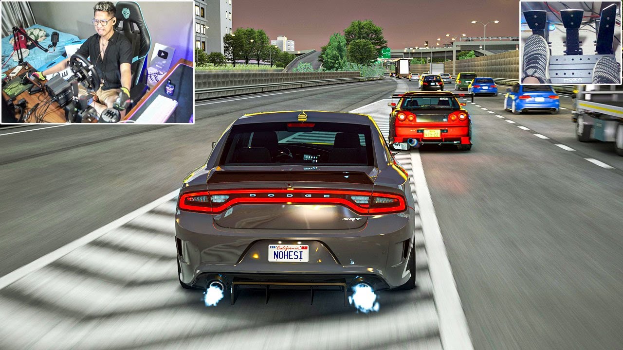 DODGE CHARGER SRT HELLCAT VS NISSAN SKYLINE R34 | STEERING WHEEL ...
