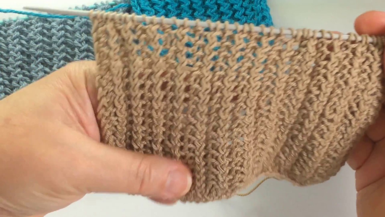 Ажурное полотно "Зигзаг" / Вязание спицами / Rack Stitch - YouTube