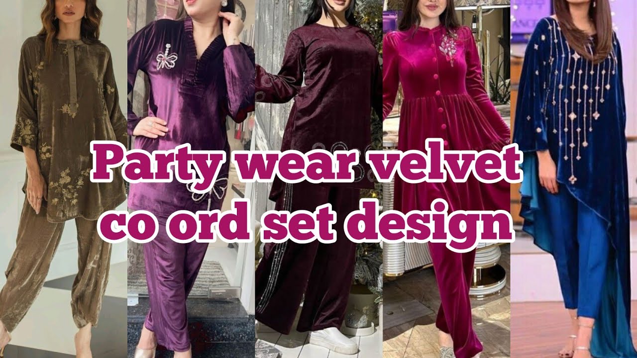 Party wear velvet fabric co-ord Set design ideas | Velvet cord set ...