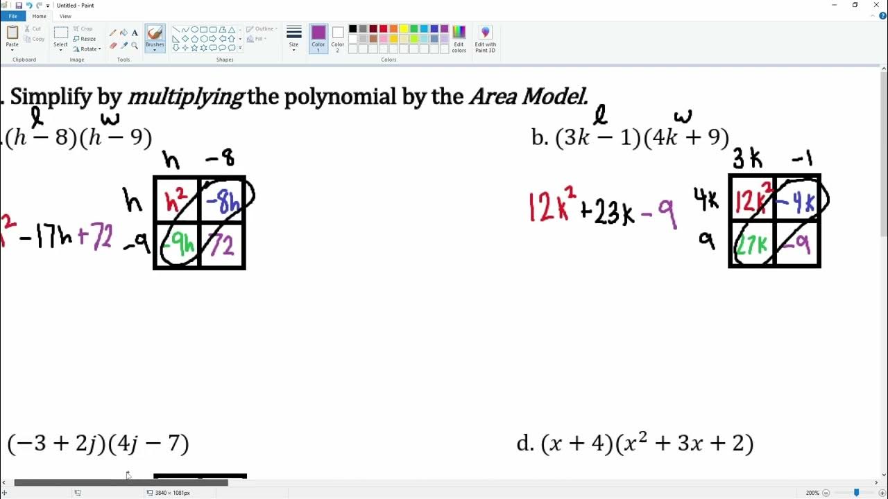 Simplify Polynomial by Multiplying by the Area Model. Question 5 - YouTube