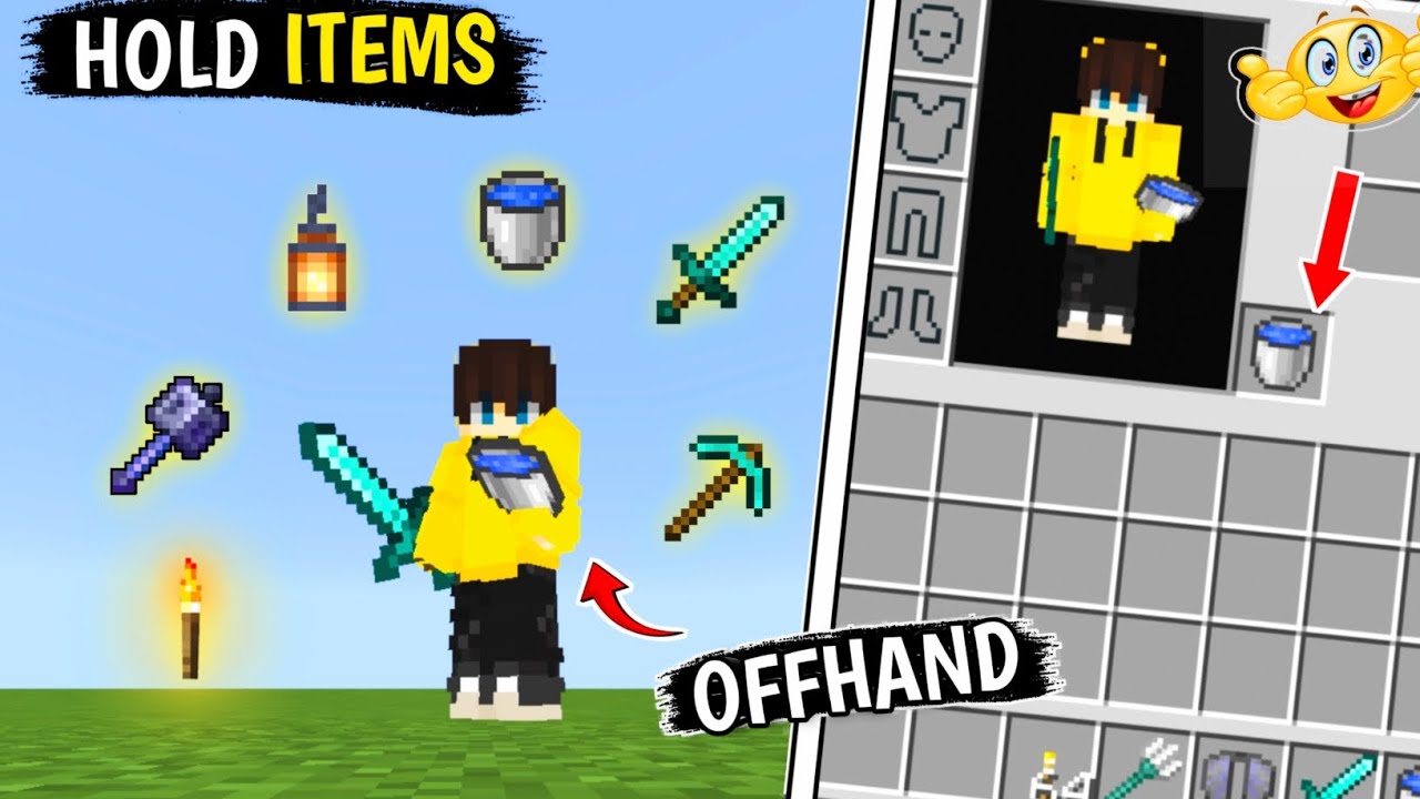 "How to get OFFHAND in Minecraft PE ( No Mod Menu 😱)" - YouTube